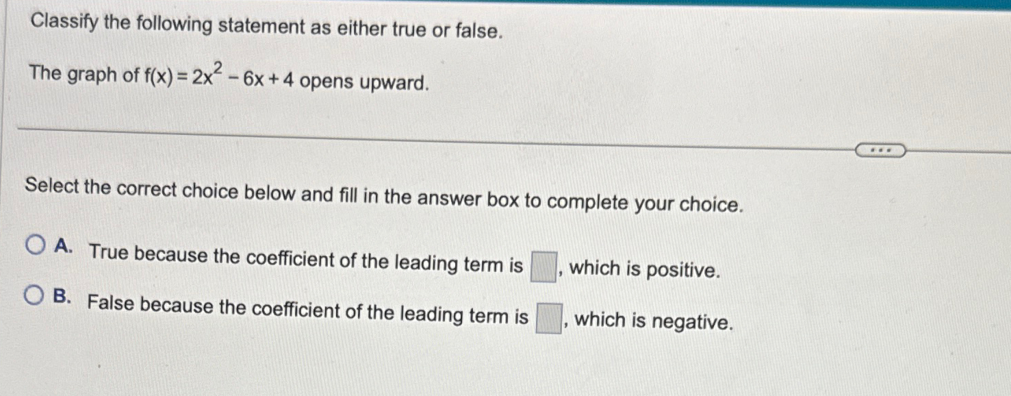 Solved Classify the following statement as either true or | Chegg.com