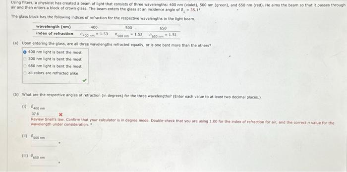 Using fiters, a physicist has created a beam of light | Chegg.com