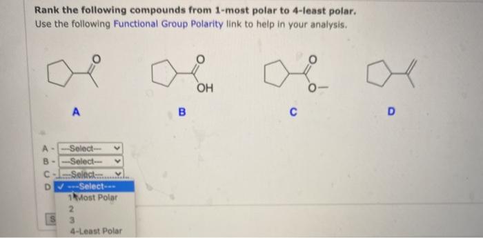 Solved Rank the following compounds from 1-most polar to | Chegg.com