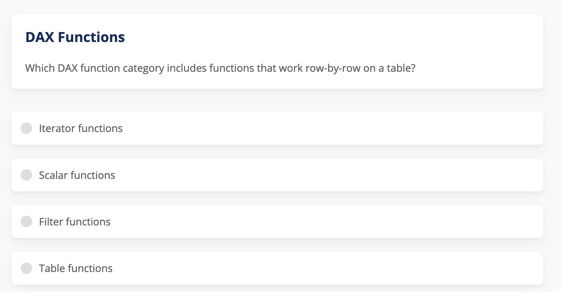 Solved DAX FunctionsWhich DAX function category includes | Chegg.com