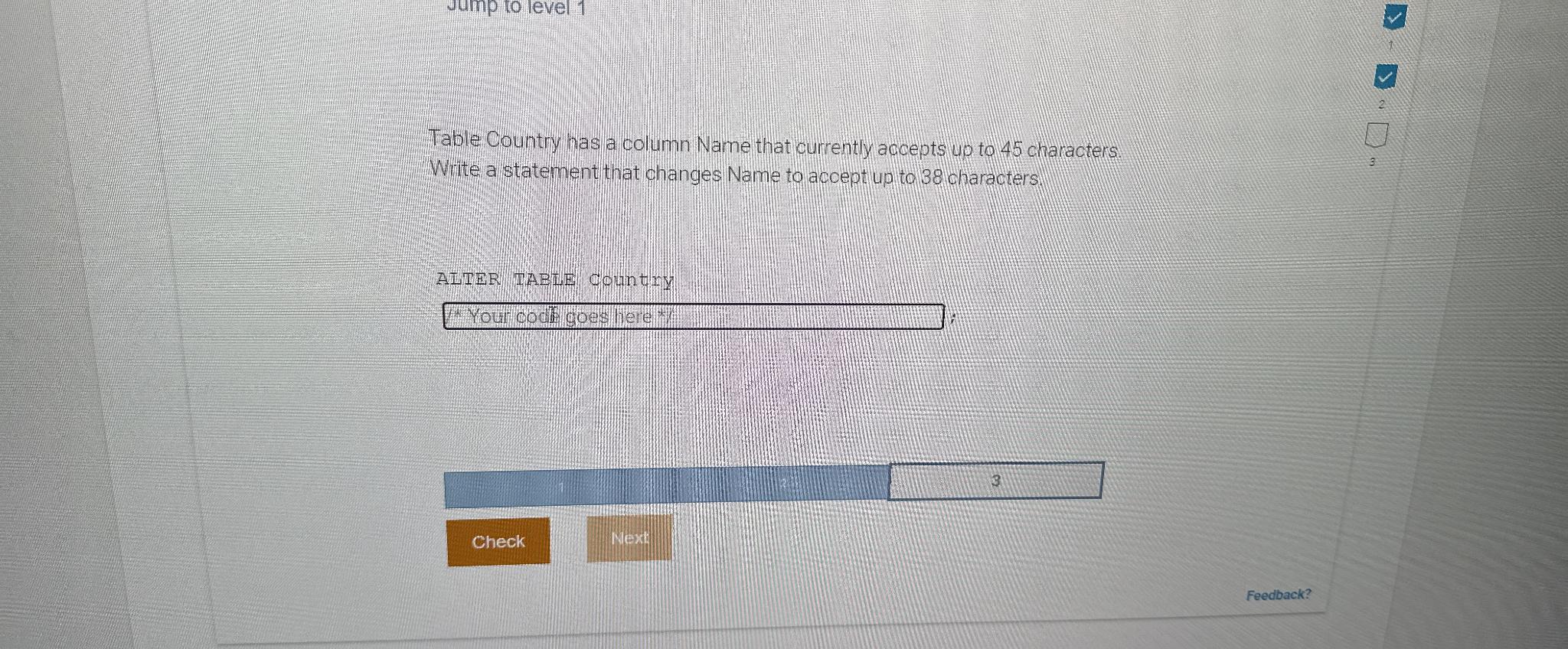 Solved Table Country has a column Name that currently | Chegg.com