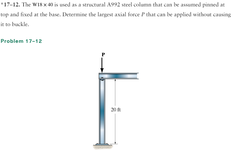 Solved :'17-12. ﻿The W18 ×40 ﻿is used as a structural A992 | Chegg.com