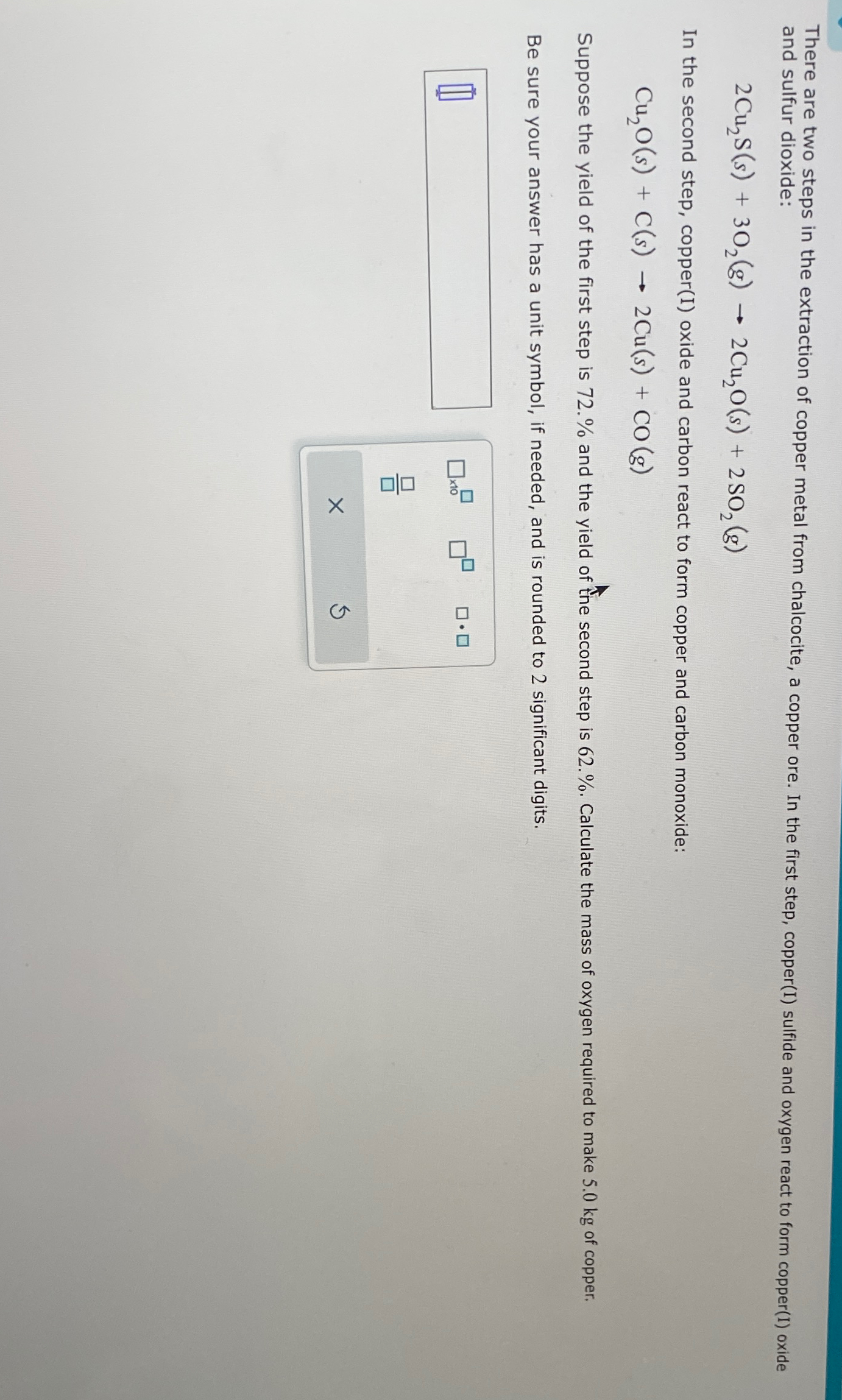 There are two steps in the extraction of copper metal | Chegg.com