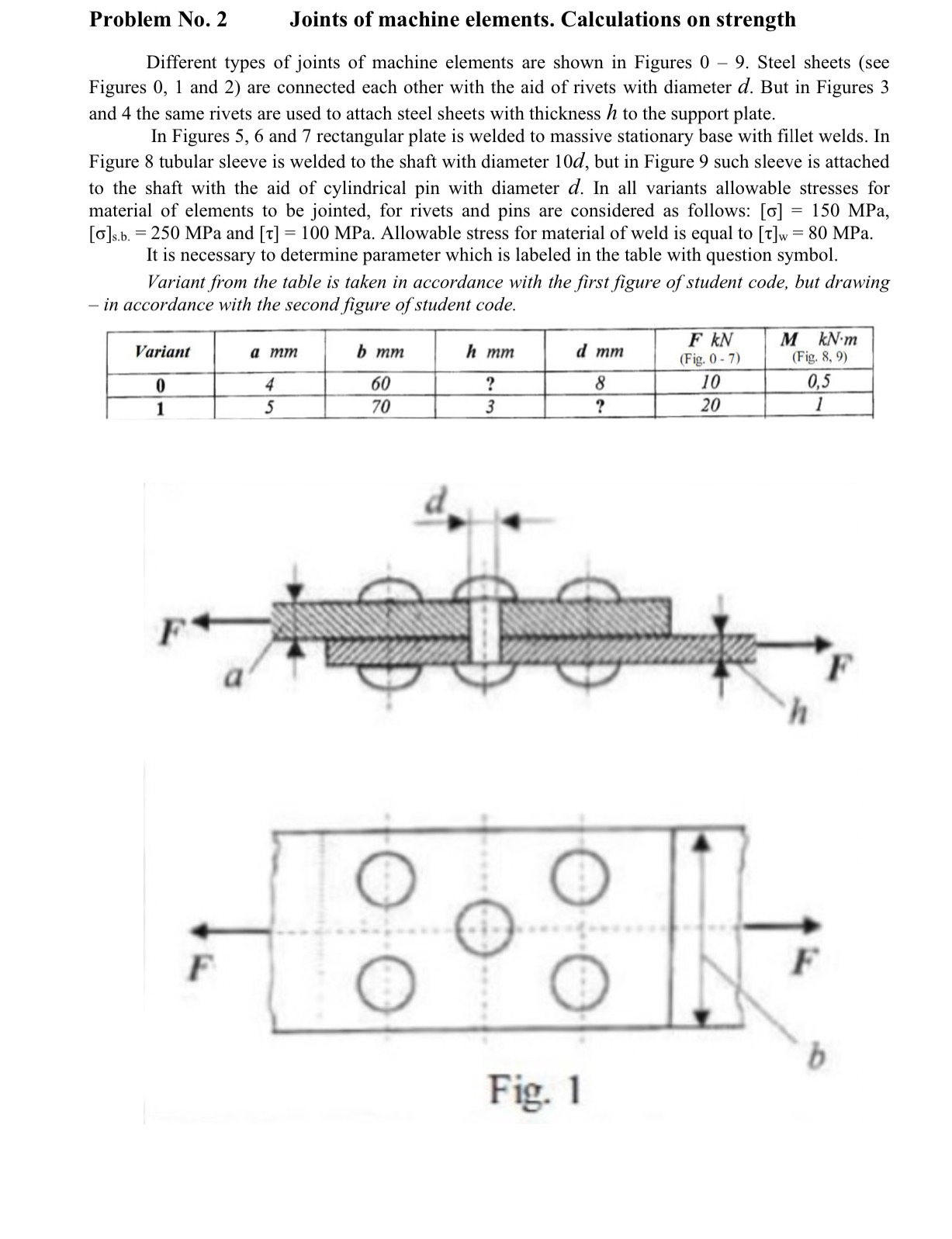 Solved Problem No. 2 ﻿Joints of machine elements. | Chegg.com