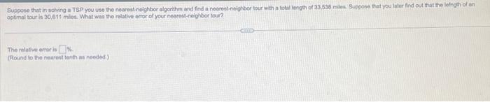 Solved Suppose that in solving a TSP you use the | Chegg.com