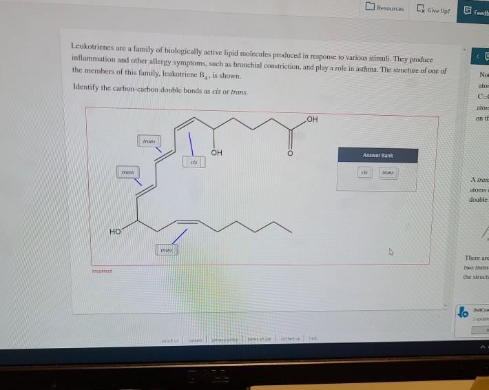 Solved Resources Ex Give Up? Feed Leukotrienes are a family | Chegg.com
