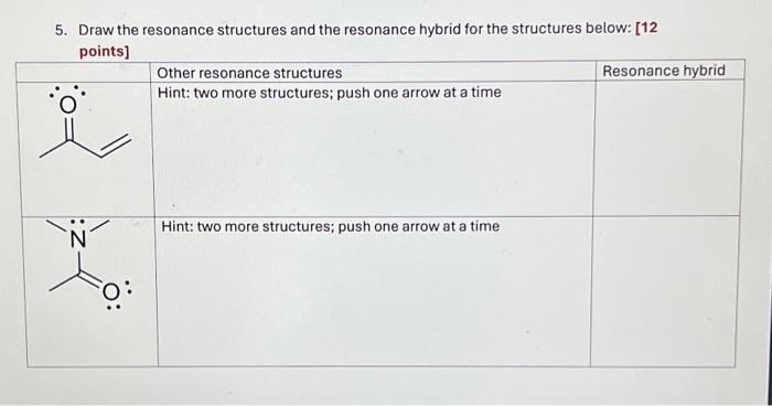 5. Draw the resonance structures and the resonance | Chegg.com