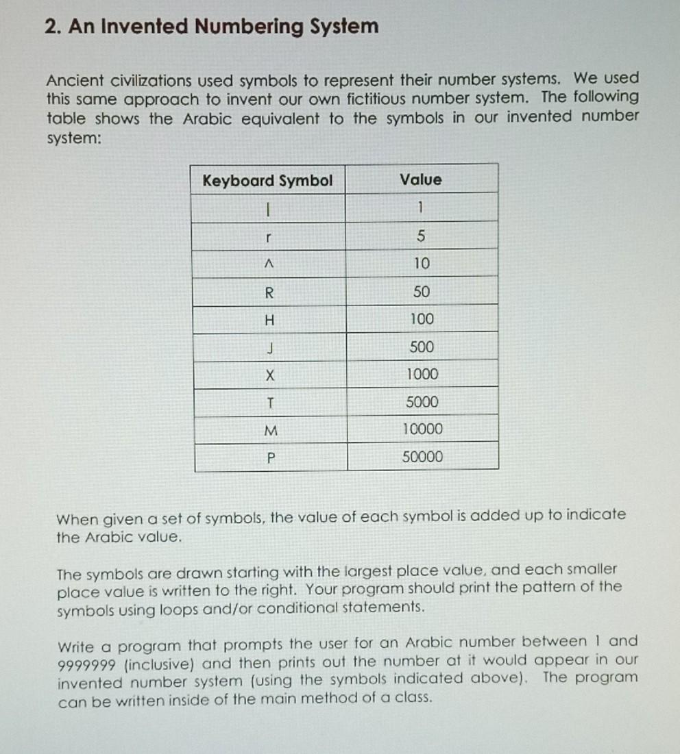 Solved 2. An Invented Numbering System Ancient civilizations | Chegg.com