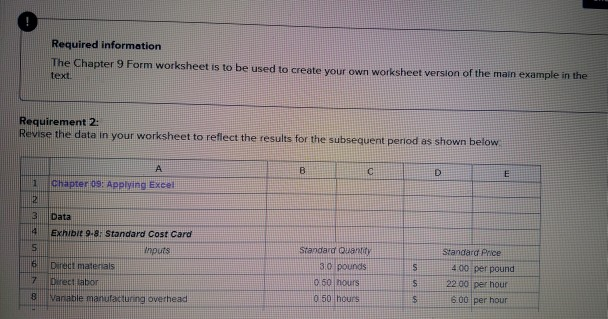 Solved Required information The Chapter 9 Form worksheet is | Chegg.com