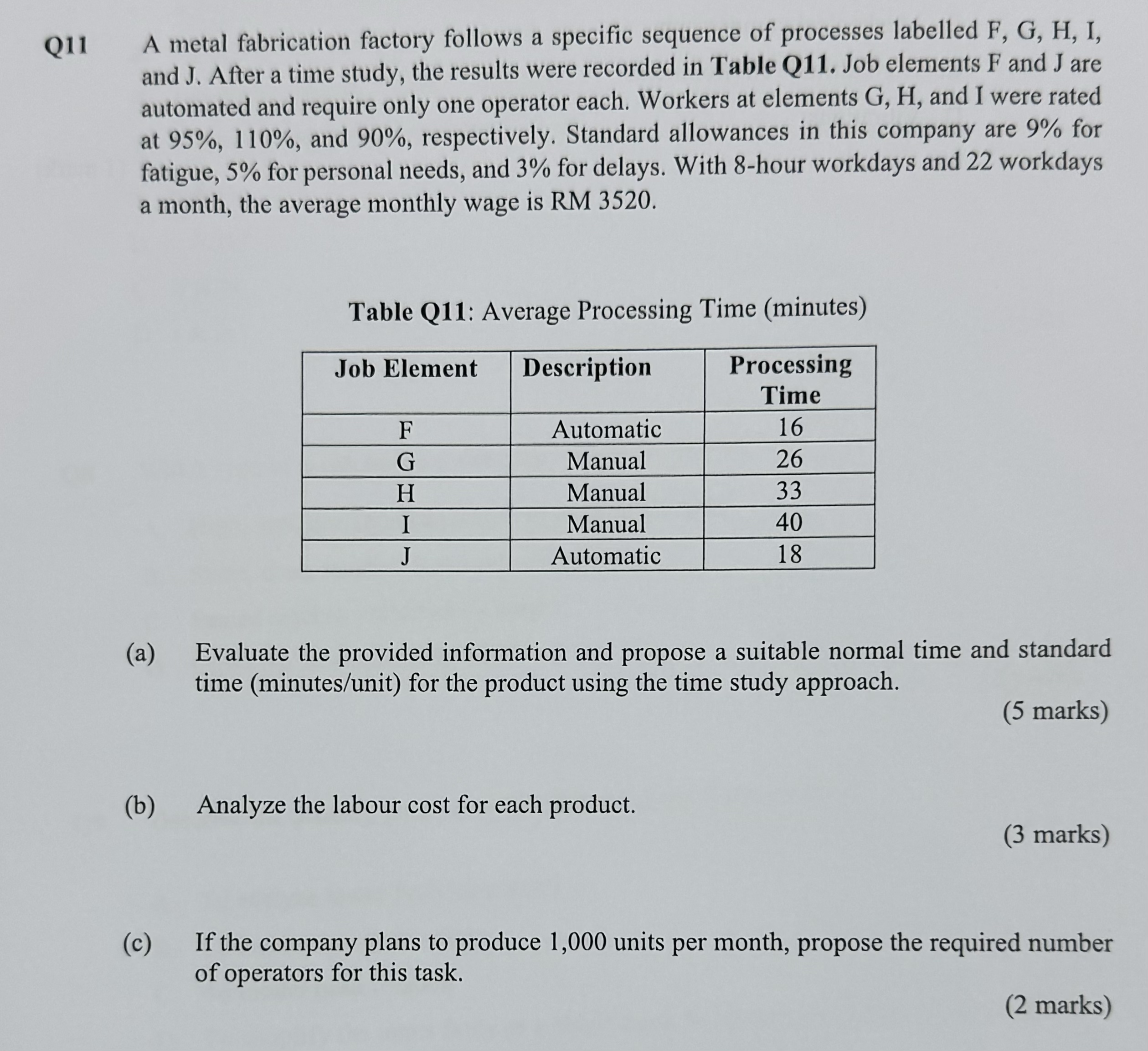 Solved Q11 ﻿A metal fabrication factory follows a specific | Chegg.com