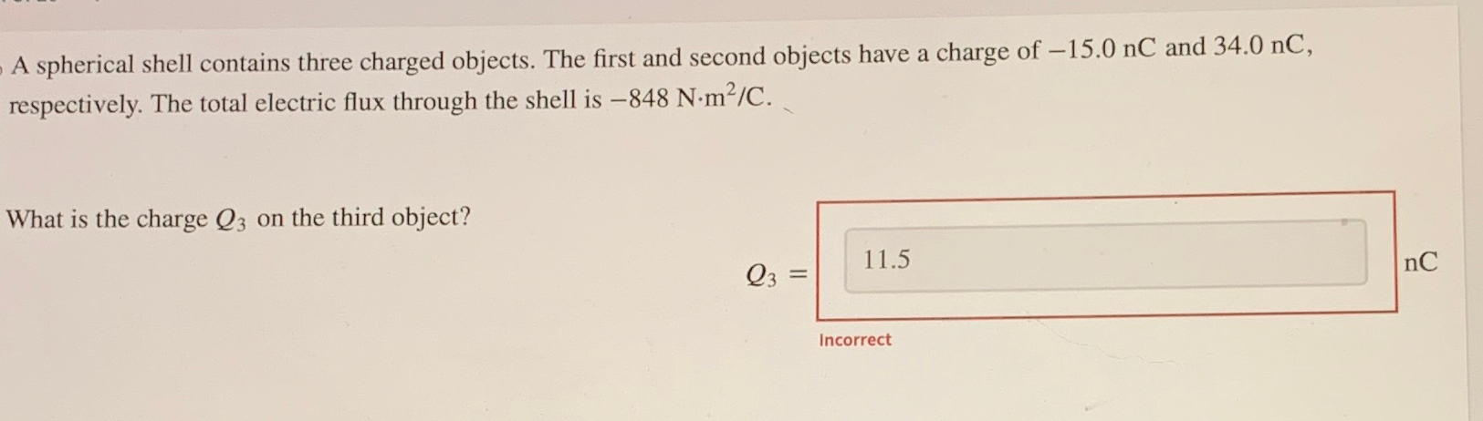 Solved A spherical shell contains three charged objects. The | Chegg.com