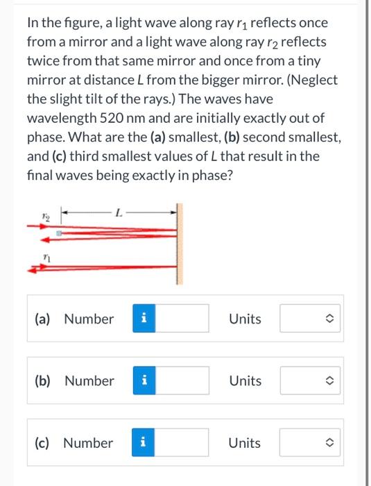 Solved In the figure, a light wave along ray r1 reflects | Chegg.com