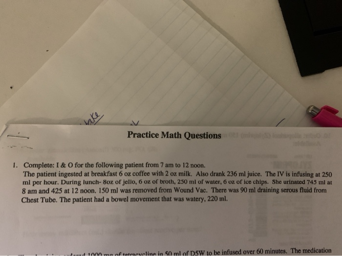 Solved Practice Math Questions 1. Complete: I & O for the | Chegg.com