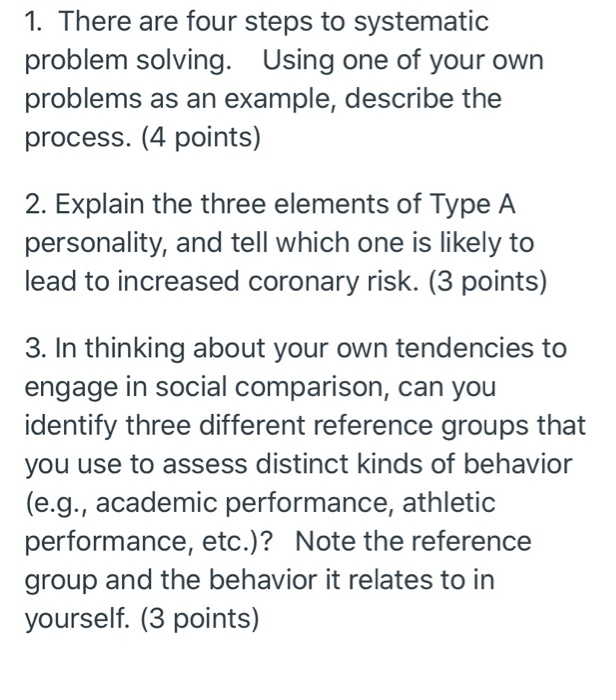 Solved 1. There are four steps to systematic problem | Chegg.com