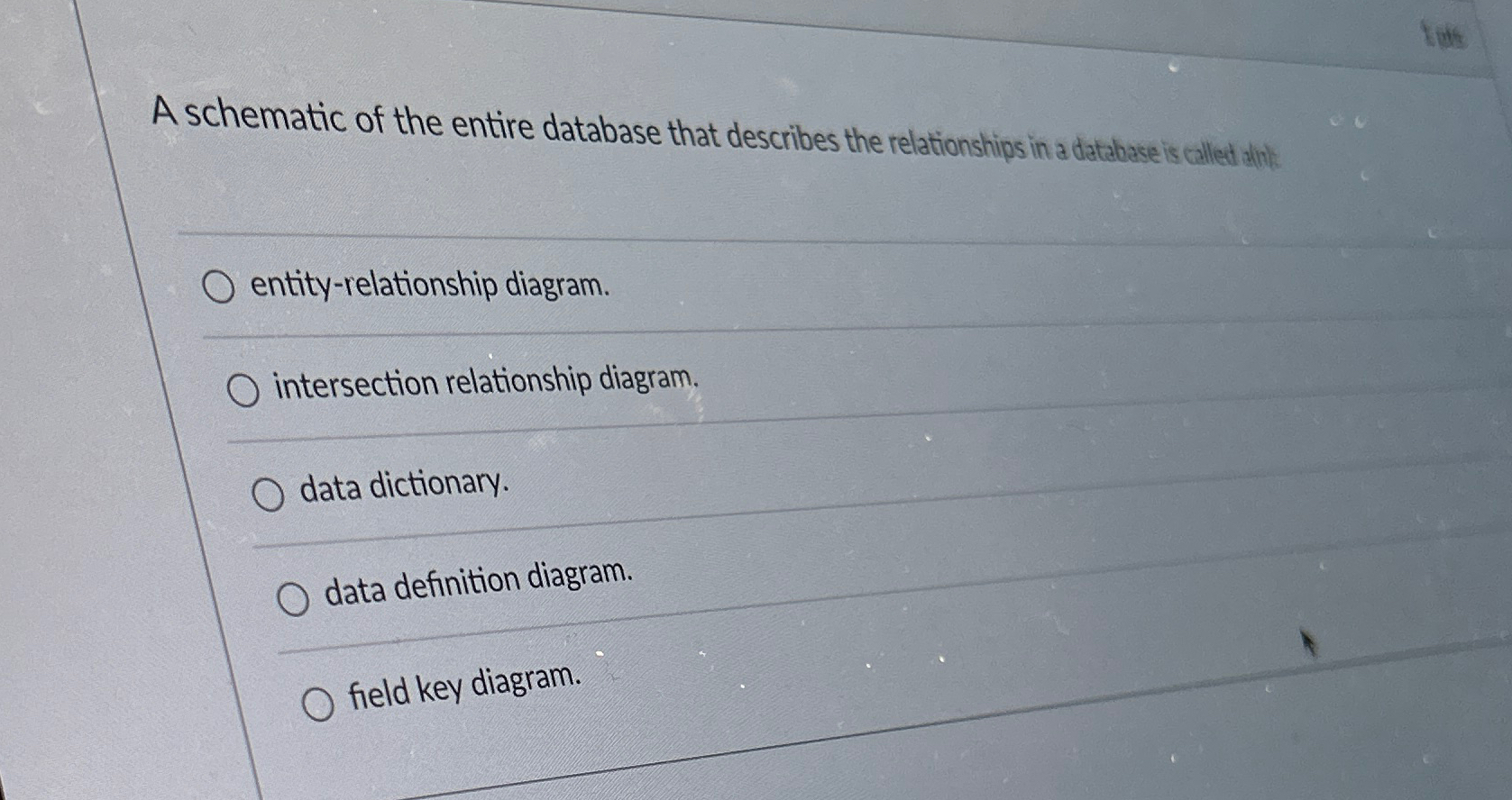 Solved A schematic of the entire database that describes the | Chegg.com