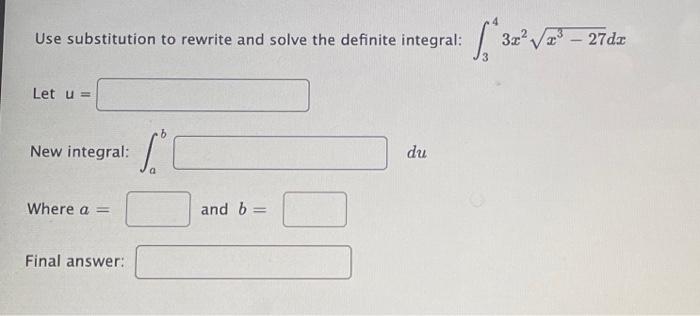Solved Use substitution to rewrite and solve the definite | Chegg.com