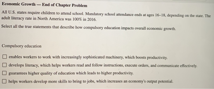 Solved Economic Growth - End of Chapter Problem All U.S. | Chegg.com