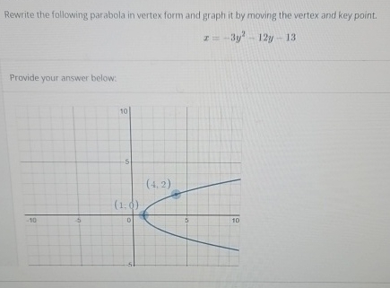 Solved Rewrite the following parabola in vertex form and | Chegg.com
