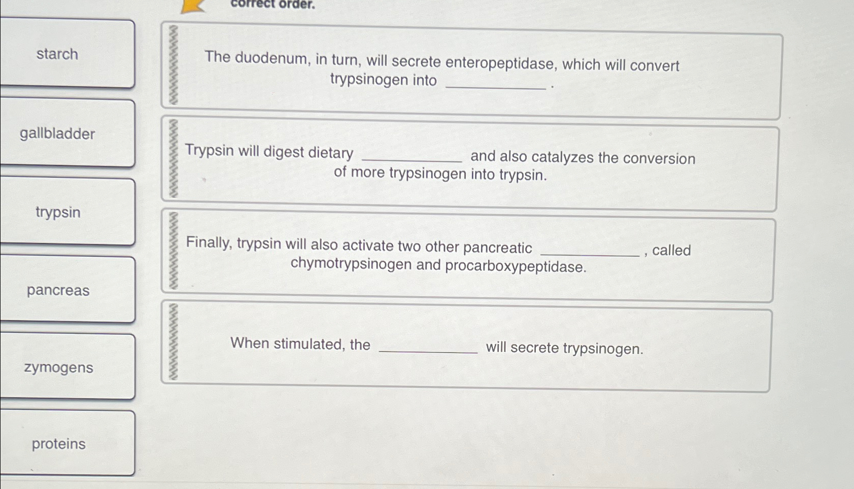 Solved The duodenum, in turn, will secrete enteropeptidase, | Chegg.com