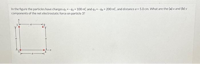 Solved In the figure the particles have charges q1=−q2=100nC | Chegg.com