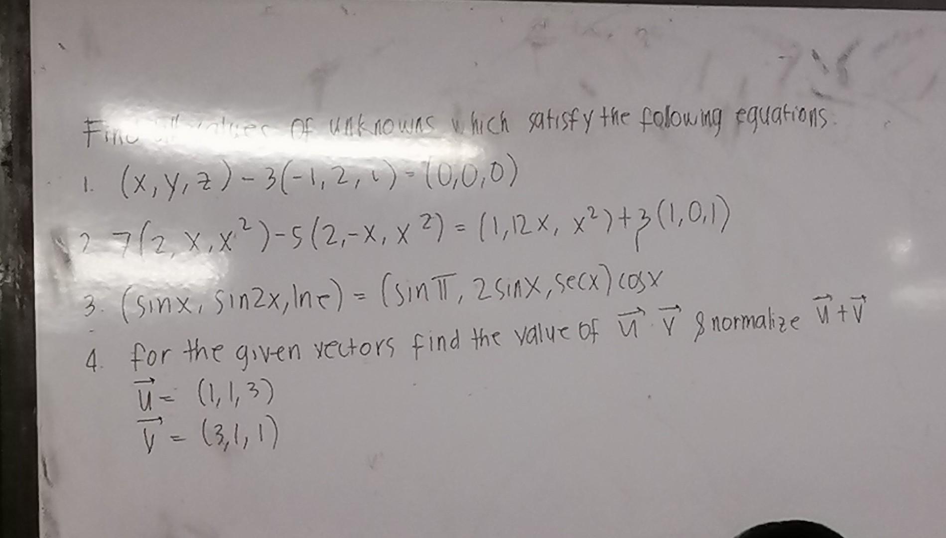 Solved 1. (x,y,z)−3(−1,2,1)=(0,0,0) | Chegg.com