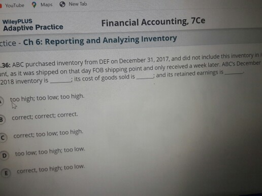 YouTube Maps New Tab WileyPLUS Adaptive Practice | Chegg.com