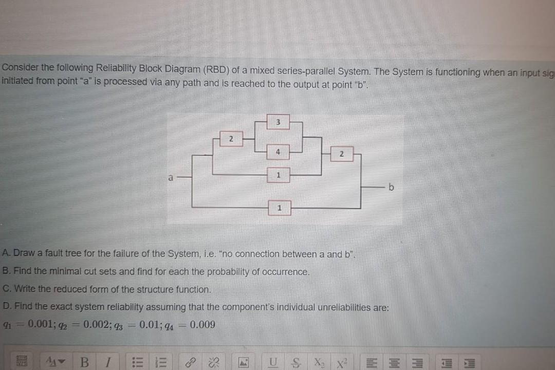 Solved Consider the following Reliability Block Diagram | Chegg.com