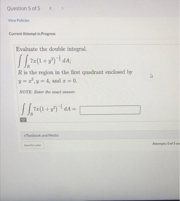 Solved Current Attempt in Progress Evaluate the double | Chegg.com