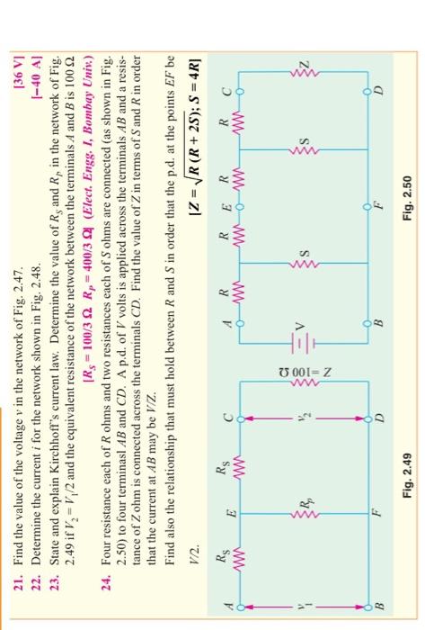Solved 21. Find the value of the voltage v in the network of | Chegg.com