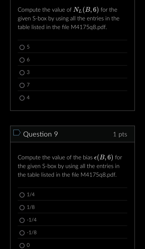 Solved Compute the value of NL(B,6) ﻿for the given S-box by | Chegg.com