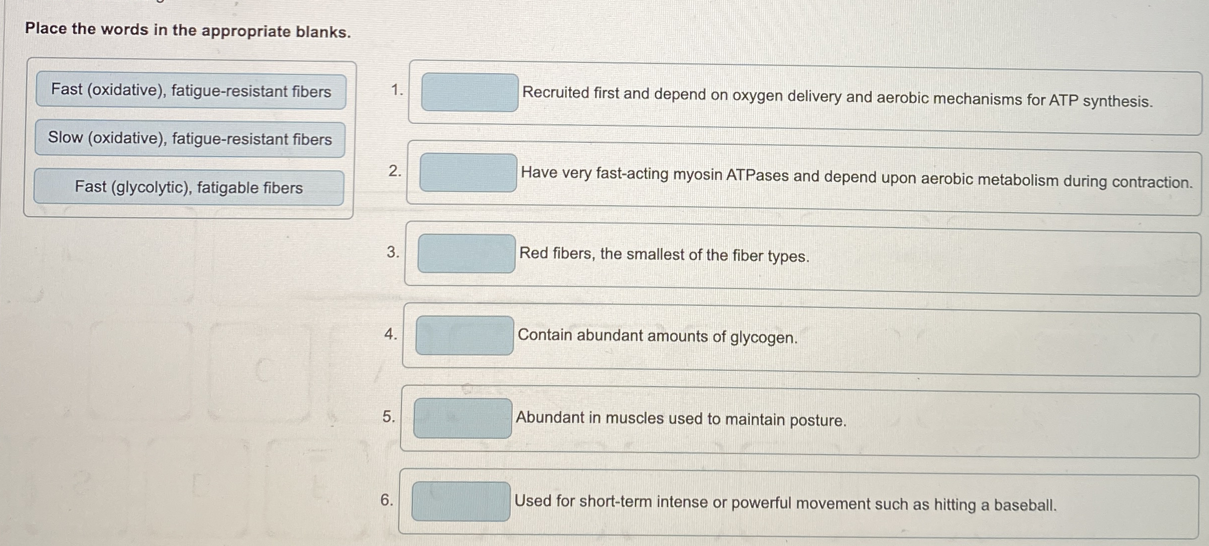 Solved Place the words in the appropriate blanks.Fast | Chegg.com