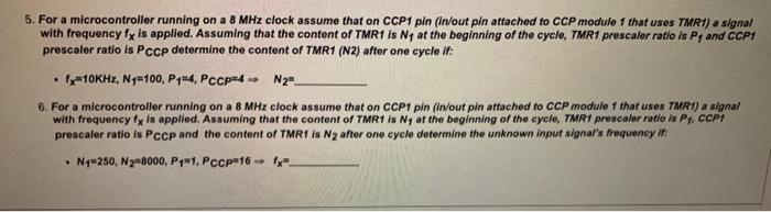 Solved 5. For a microcontroller running on a 8MHz clock | Chegg.com
