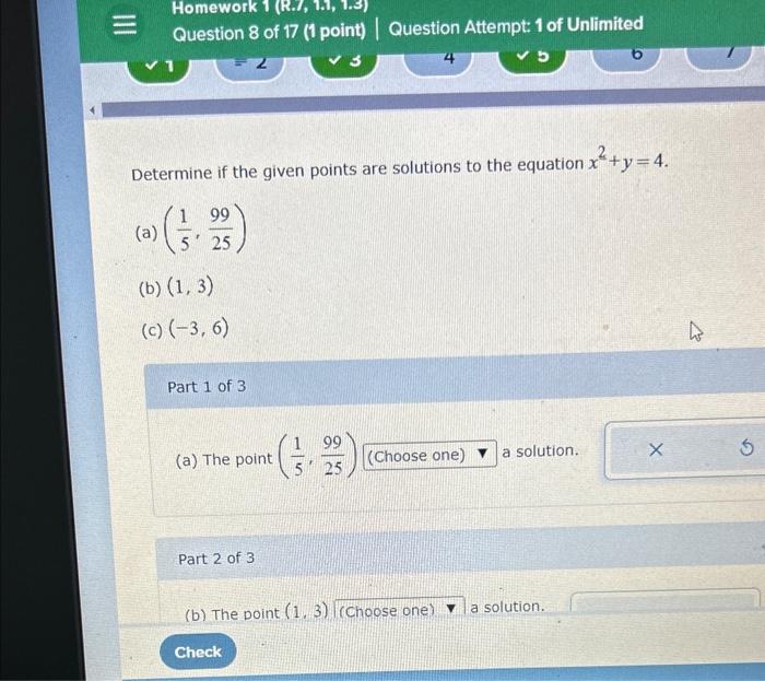 Solved Determine if the given points are solutions to the | Chegg.com