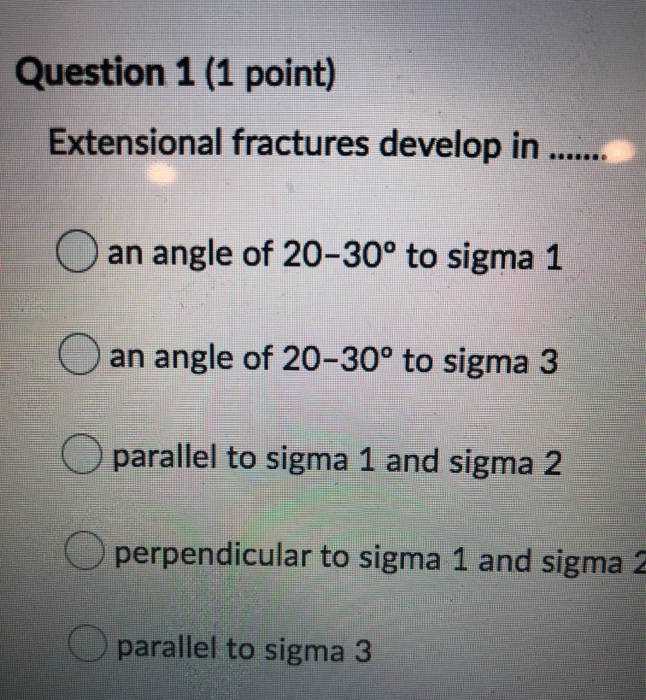 Solved Question 1 (1 point) Extensional fractures develop in | Chegg.com