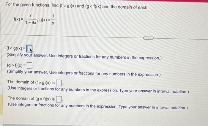 Solved For the given functions, find (f∘g)(x) and (g∘f)(x) | Chegg.com