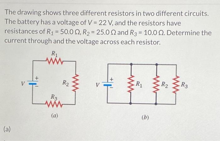 Solved The drawing shows three different resistors in two | Chegg.com