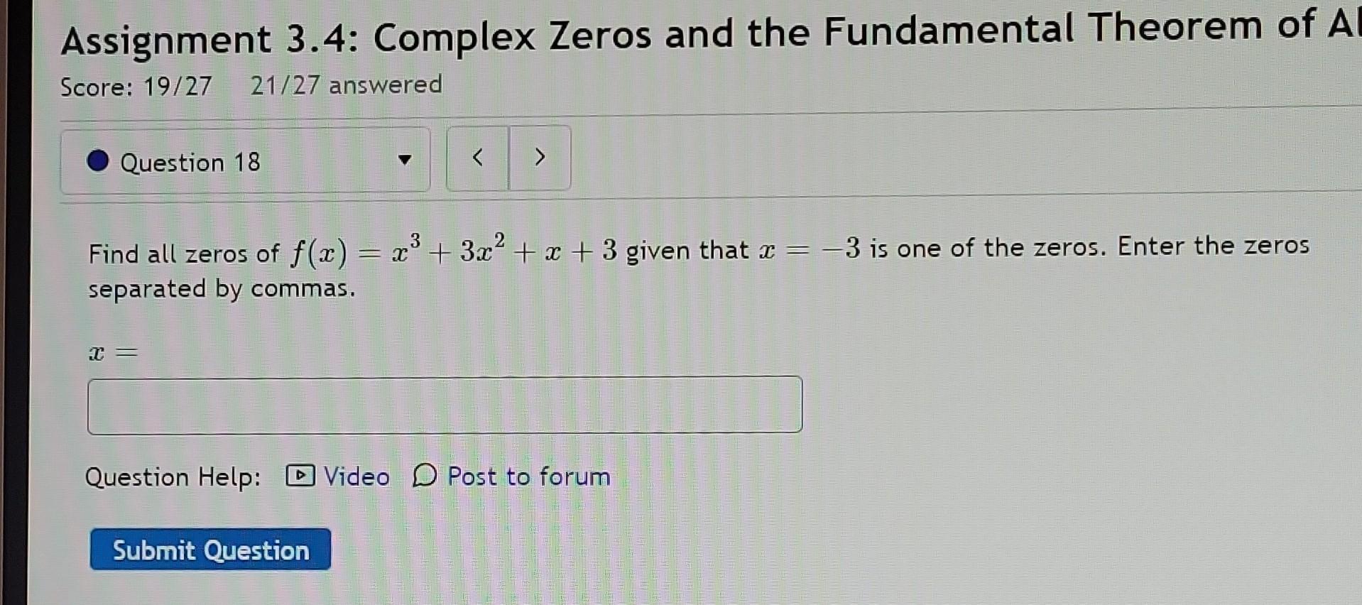 Solved Assignment 3.4: Complex Zeros and the Fundamental | Chegg.com