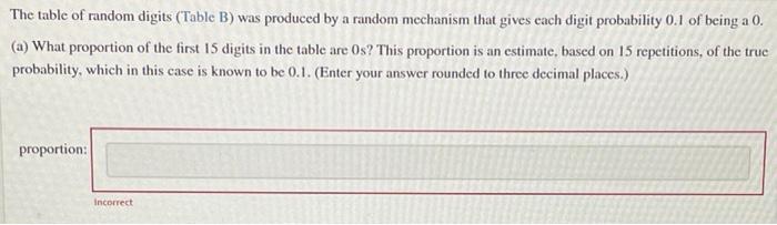 The table of random digits (Table B) was produced by | Chegg.com