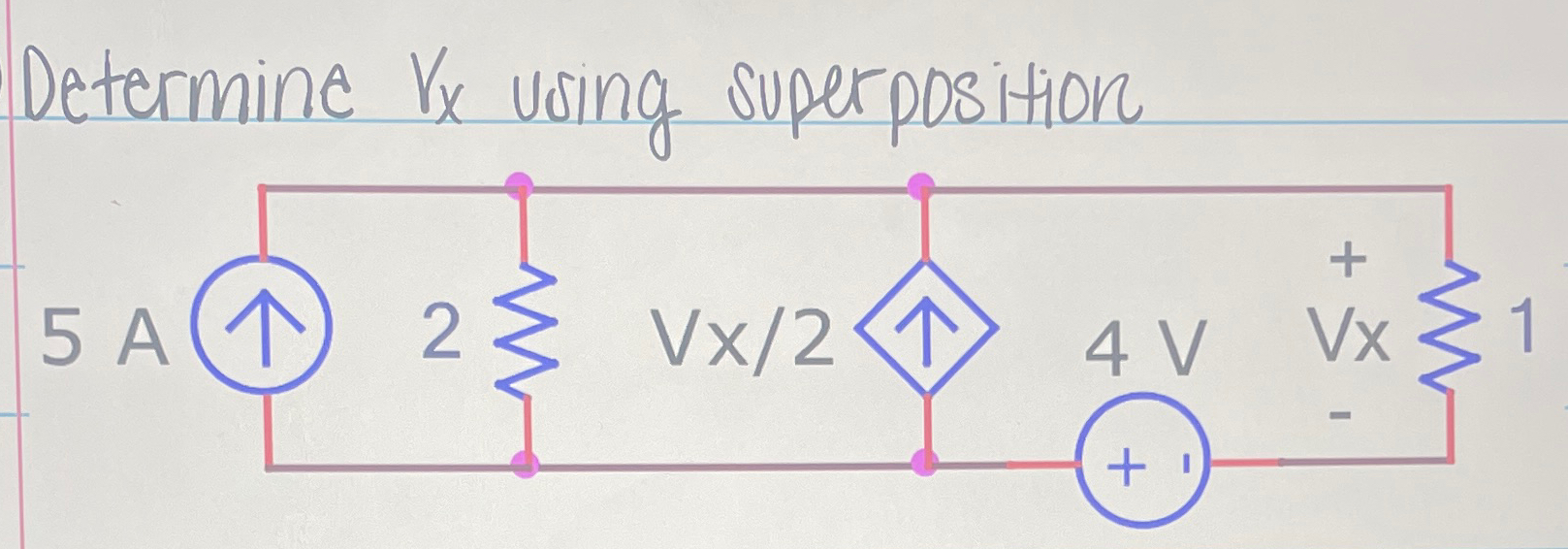 Solved Determine Vx using superposition5A4V,Vx ??& | Chegg.com