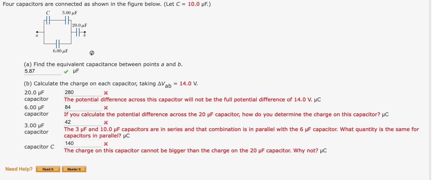 Solved Four capacitors are connected as shown in the figure | Chegg.com