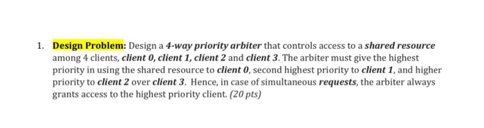 Solved 1. Design Problem: Design a 4-way priority arbiter | Chegg.com