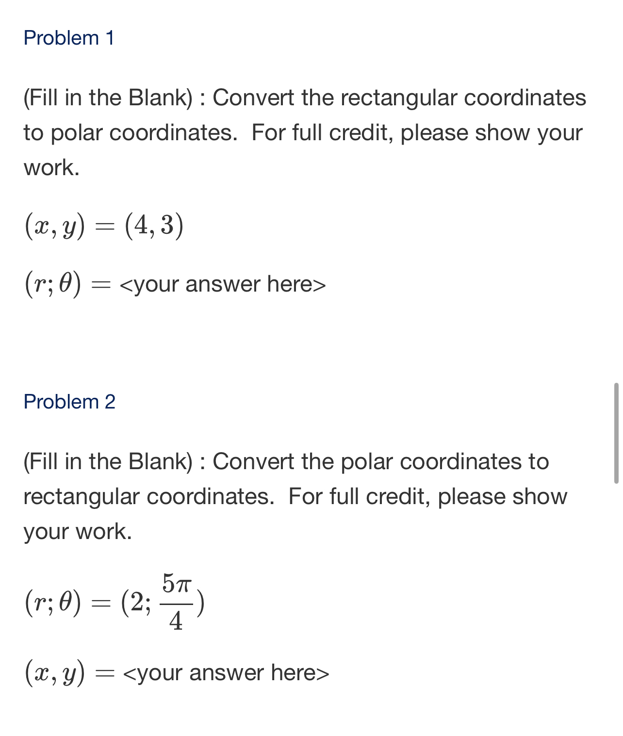 Solved Problem 1(Fill in the Blank) ﻿: Convert the | Chegg.com