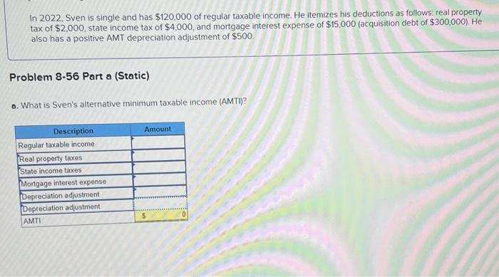 Solved In 2022, Sven is single and has $120,000 of regular | Chegg.com