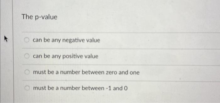 Solved The p-value can be any negative value can be any | Chegg.com