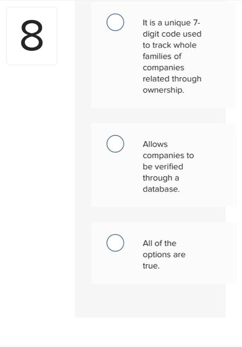 Solved Which of the following statements regarding D−U−N−S | Chegg.com