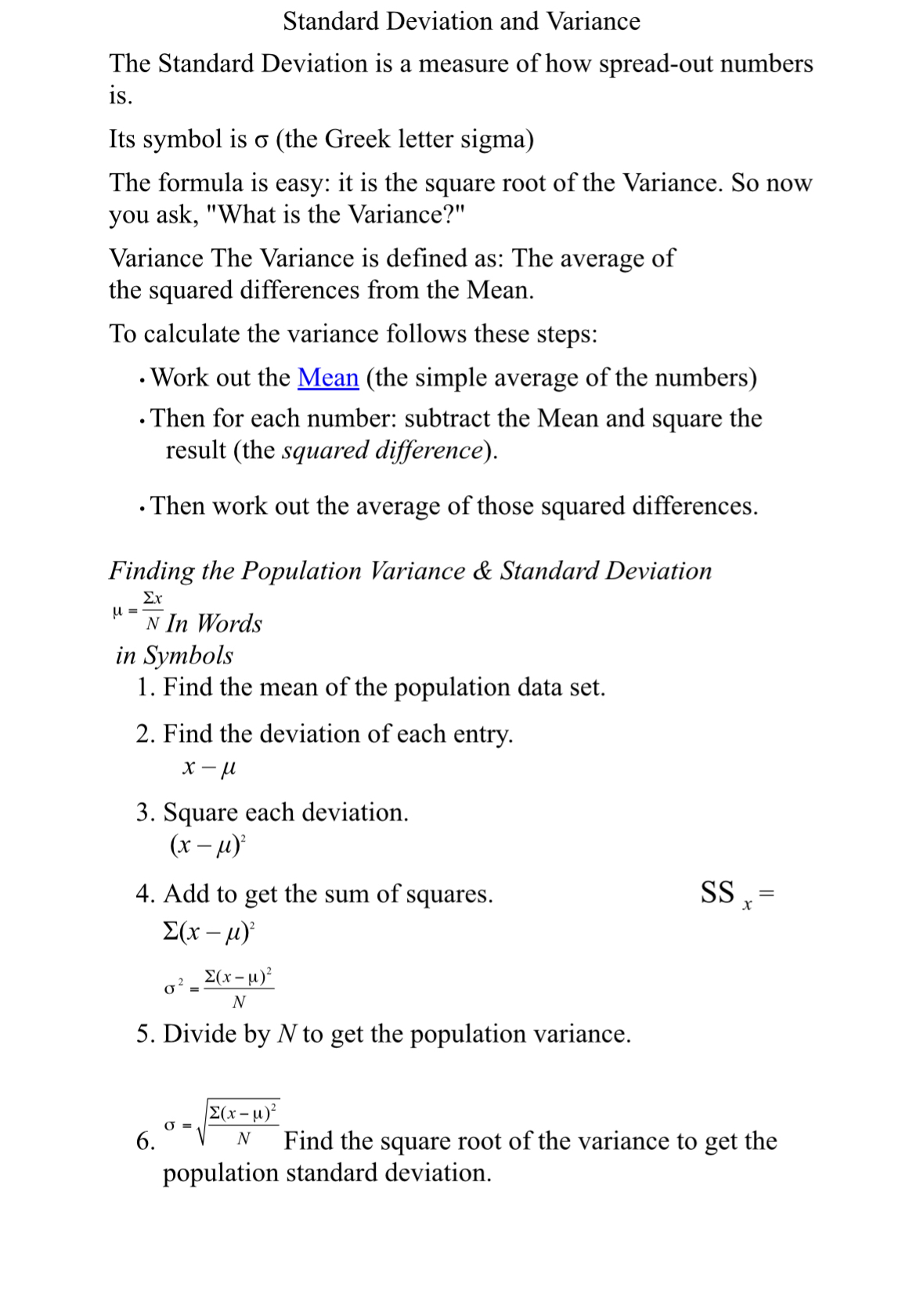 Standard Deviation and VarianceThe Standard Deviation | Chegg.com