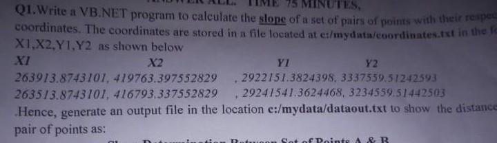 Q1. Write a VB.NET program to calculate the slone of | Chegg.com