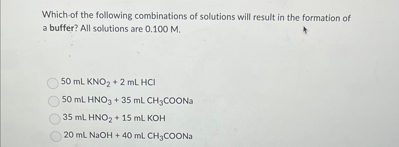 Solved Which of the following combinations of solutions will | Chegg.com