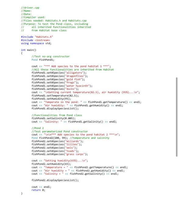 Solved COMP 130 Homework - Inheritance Implement the | Chegg.com