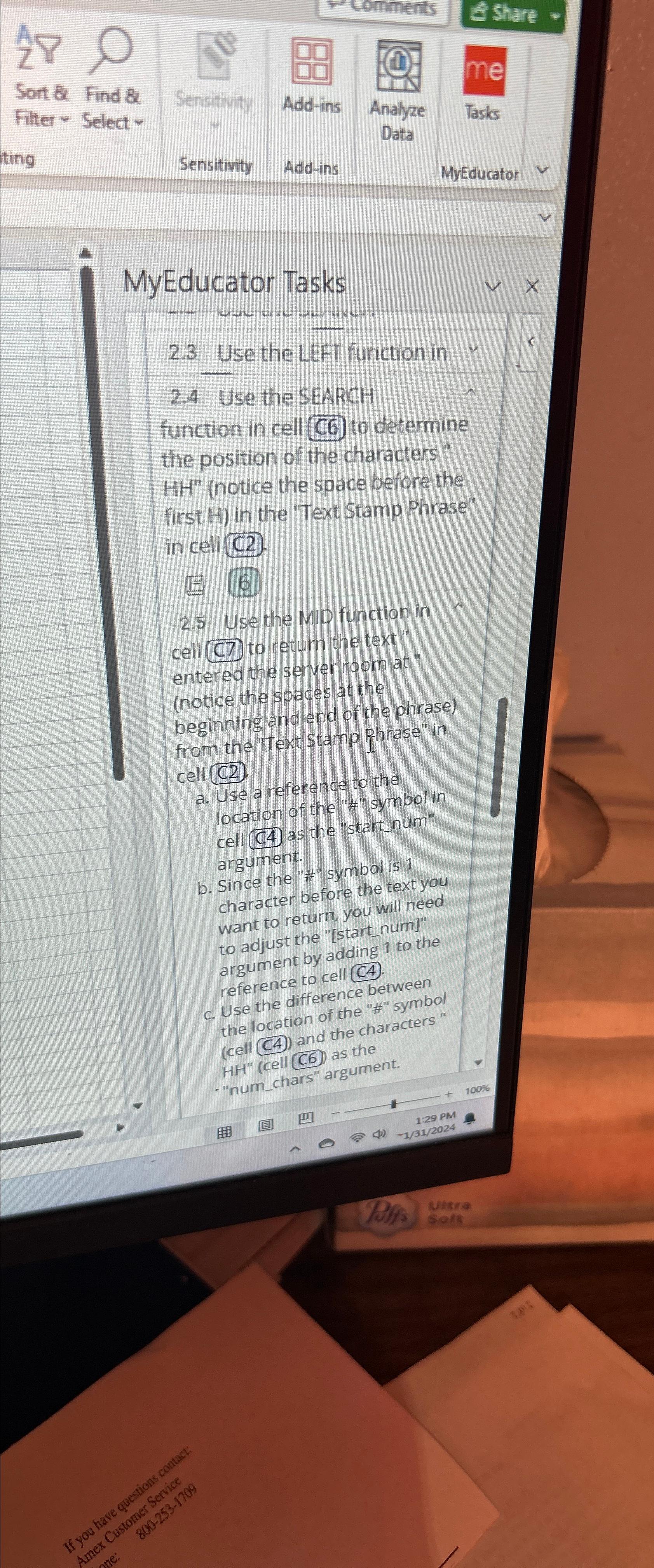 Solved MyEducator Tasks2.3 ﻿Use the LEFT function in2.4 ﻿Use | Chegg.com